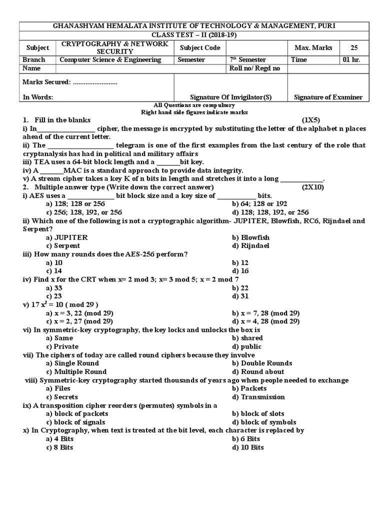 7th SEM CNS (CSE) | PDF | Cryptography | Key (Cryptography)
