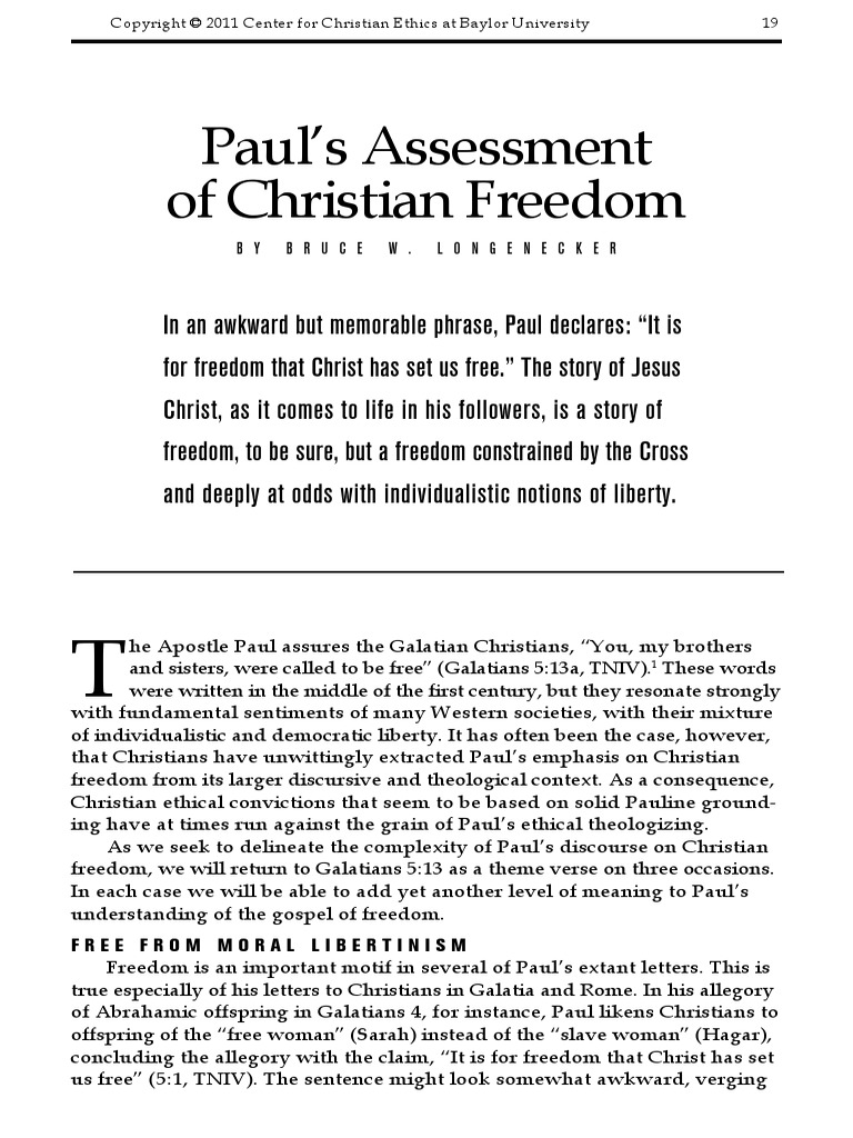 Freedom Article Long e Necker | PDF | Epistle To The Galatians | Paul ...