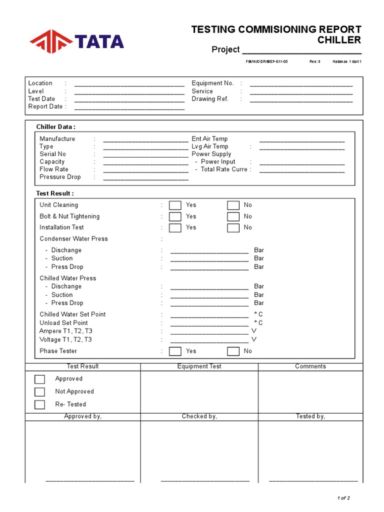 Testing Commisioning Report Chiller: Project | PDF | Technology ...