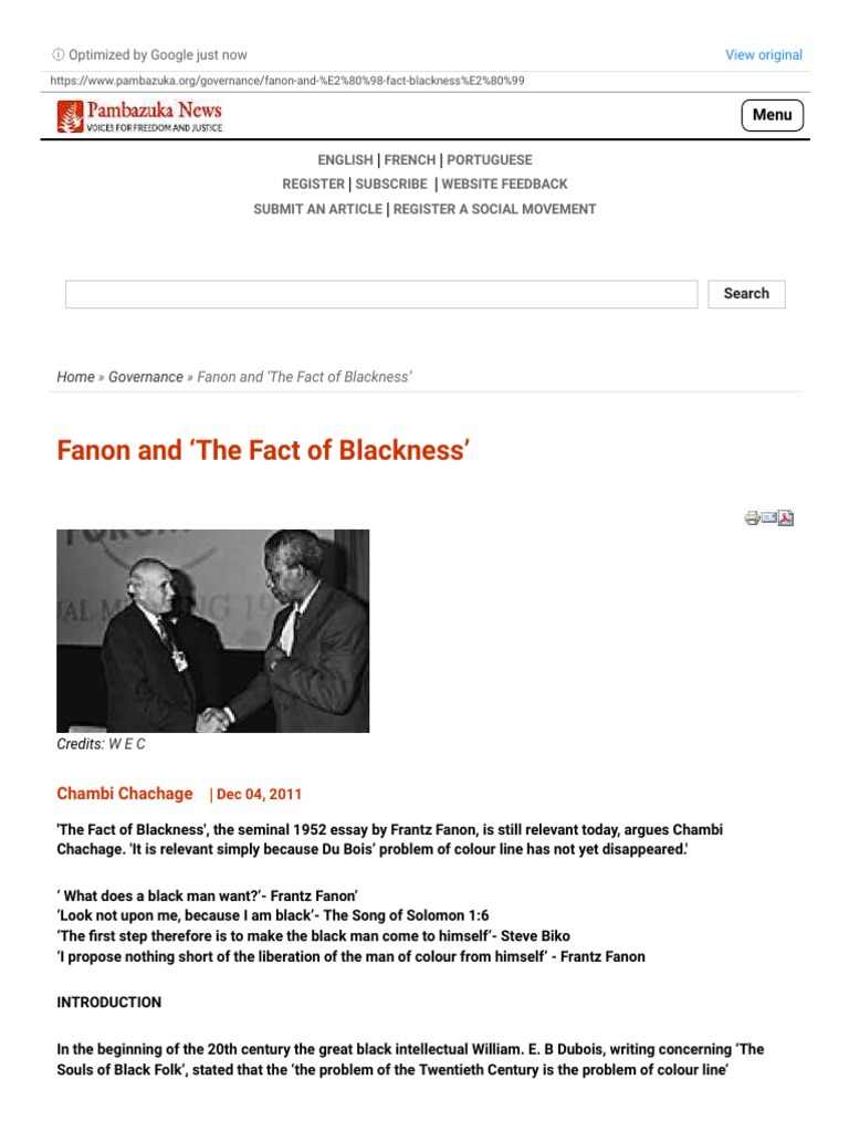 Analyzing Fanon's "The Fact of Blackness" | PDF | Frantz Fanon | Science