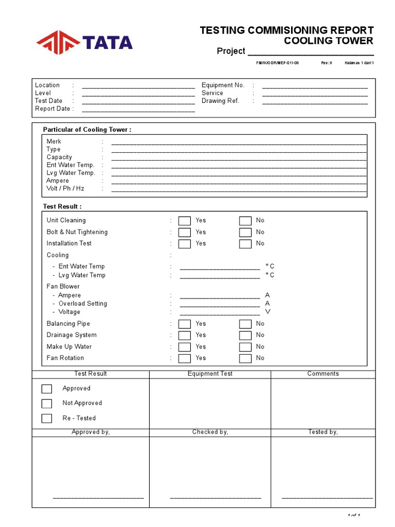 Cooling Tower Testing Report Template | PDF | Mechanical Engineering ...
