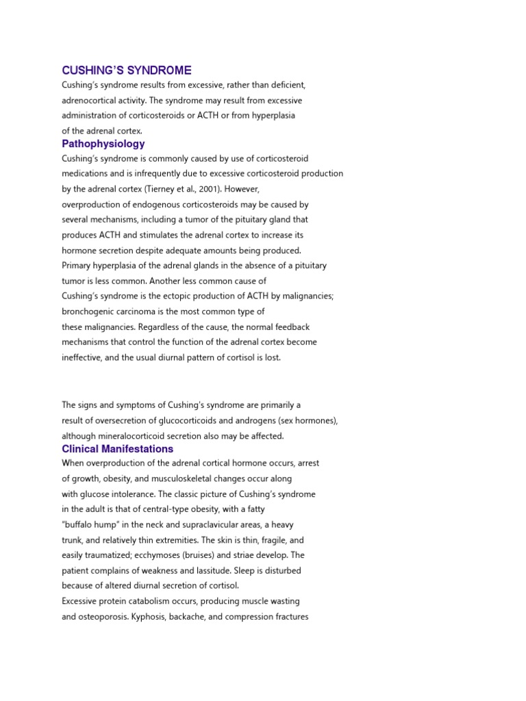 Cushing'S Syndrome: Pathophysiology | PDF