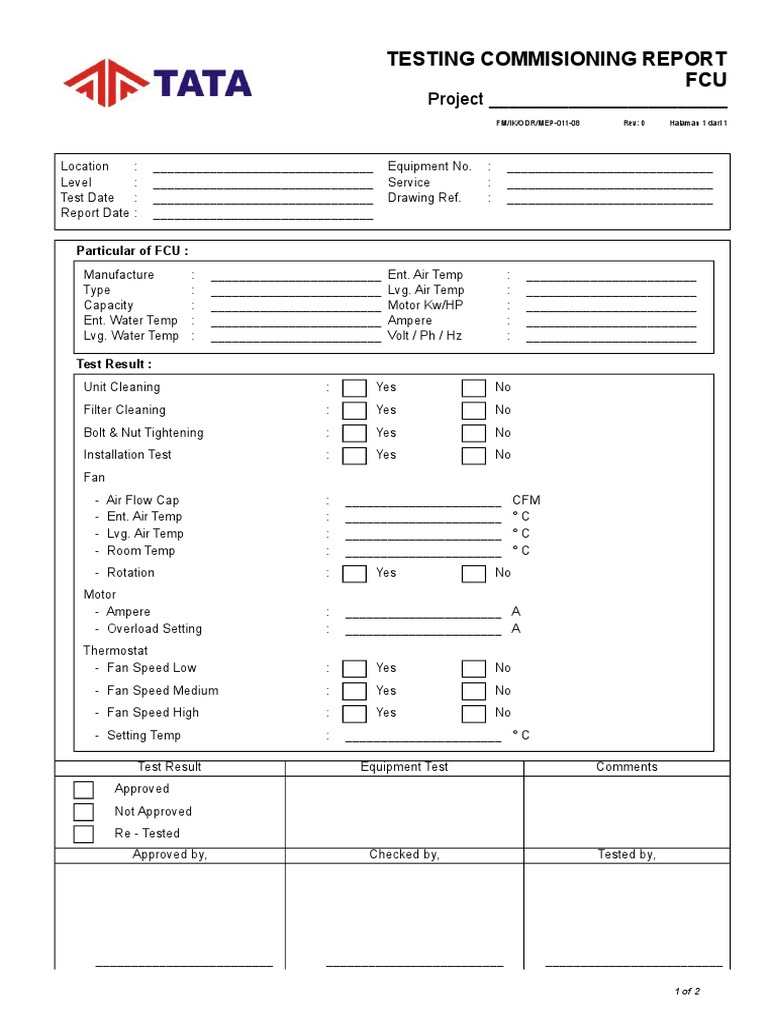 Testing Commisioning Report FCU: Project | PDF