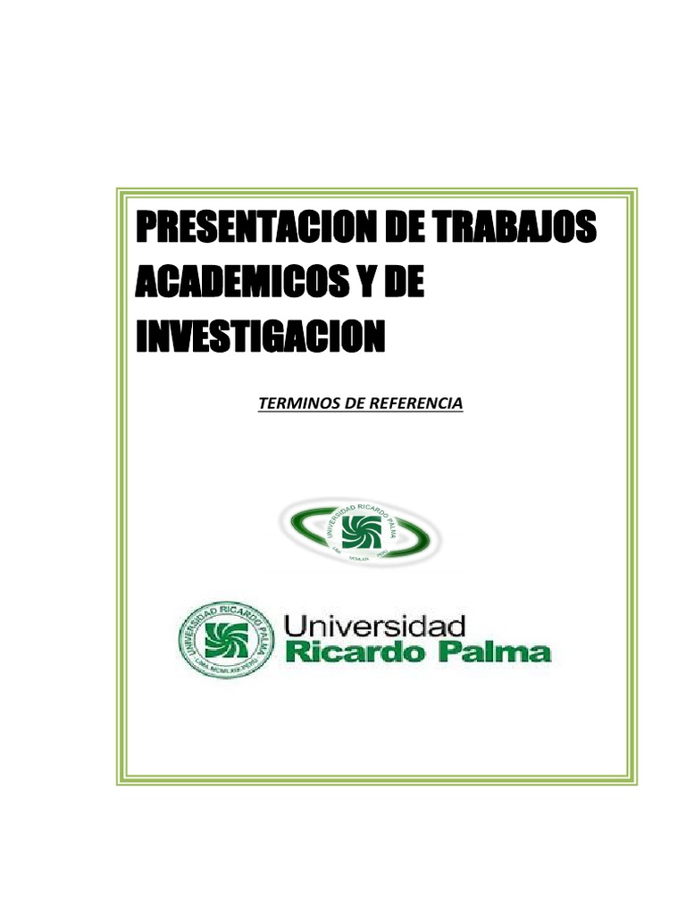 Terminos de Referencia de Normas para La Presentacion de Trabajos Academicos Urp Iesema 1 ...
