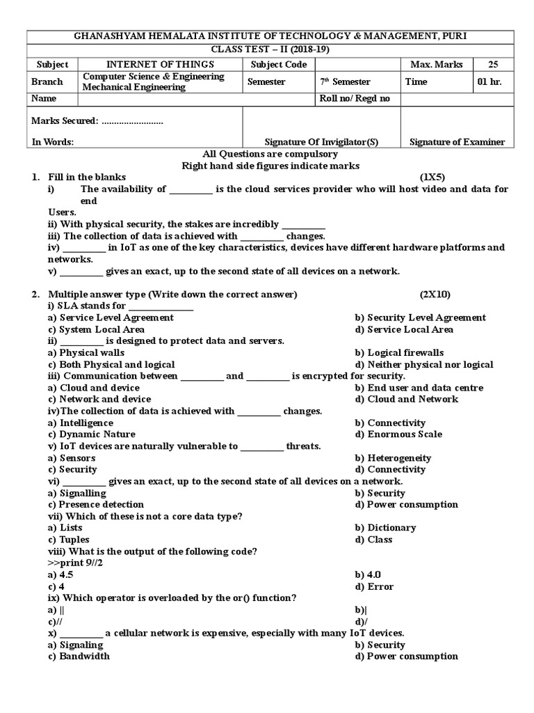 7th Sem Iot Cse And Me Pdf Internet Of Things Computer Network