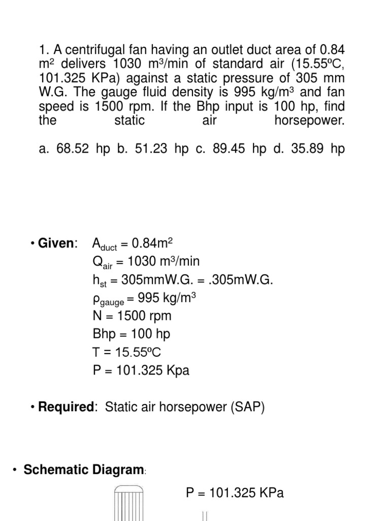 Centrifugal Fan Efficiency Calculations | PDF | Horsepower | Physical ...