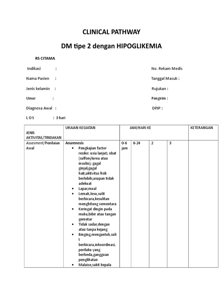 Clinical Pathway Hipoglikemia + DM | PDF