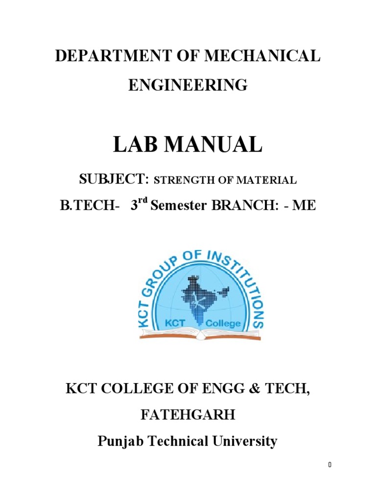 Lab Manual: Department of Mechanical Engineering | PDF | Hardness ...