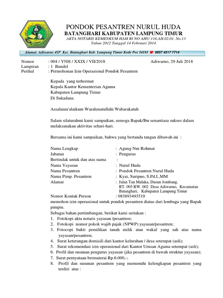 Proposal Pendirian Pondok Pesantrenii | PDF