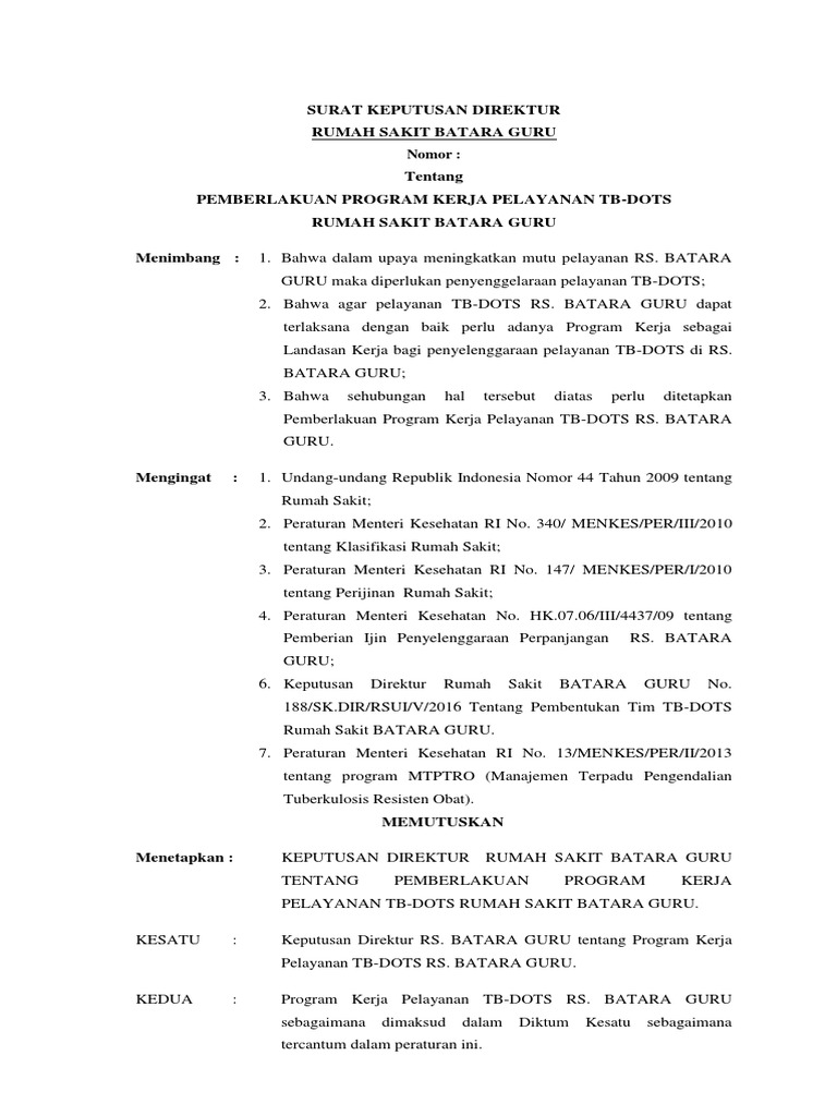 SK Pelayanan TB Dots | PDF