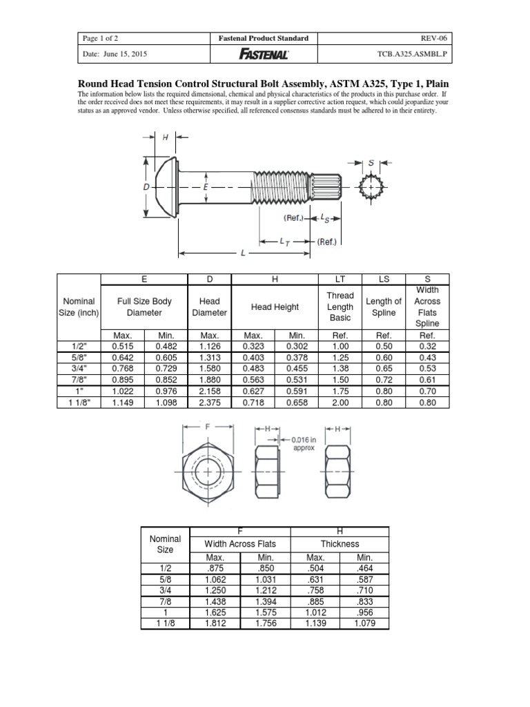 A325 TC Bolt Specifications and Standards | PDF | Screw | Mechanical ...