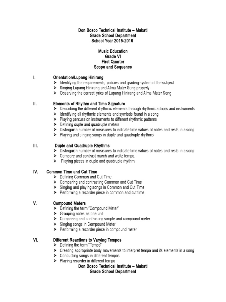 Music Education Curriculum Overview | PDF | Rhythm | Scale (Music)