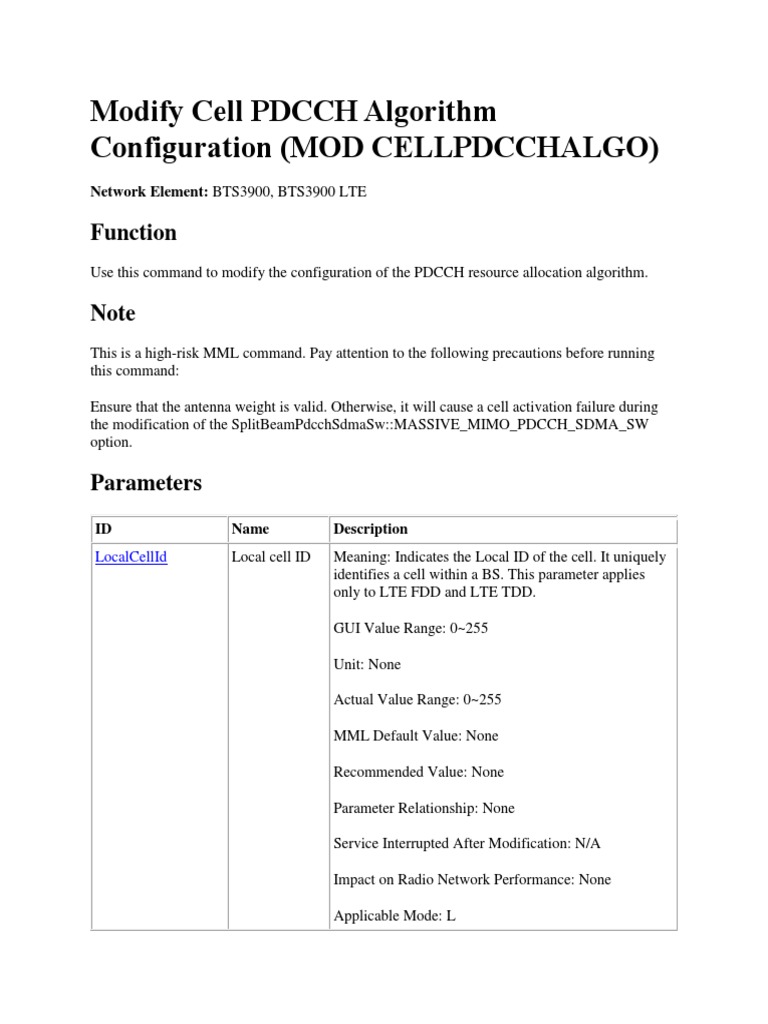 Modify Cell PDCCH Algorithm Configuration | PDF | Orthogonal Frequency Division Multiplexing ...
