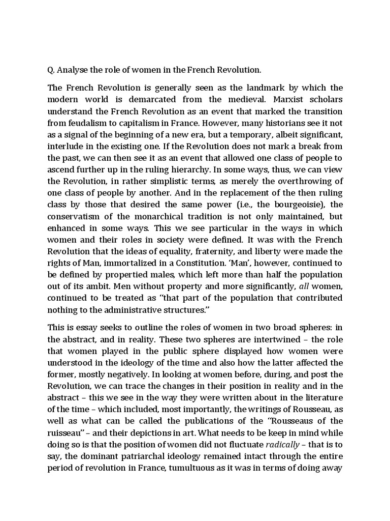 Women in The French Revolution | PDF | Feminism | Gender Studies