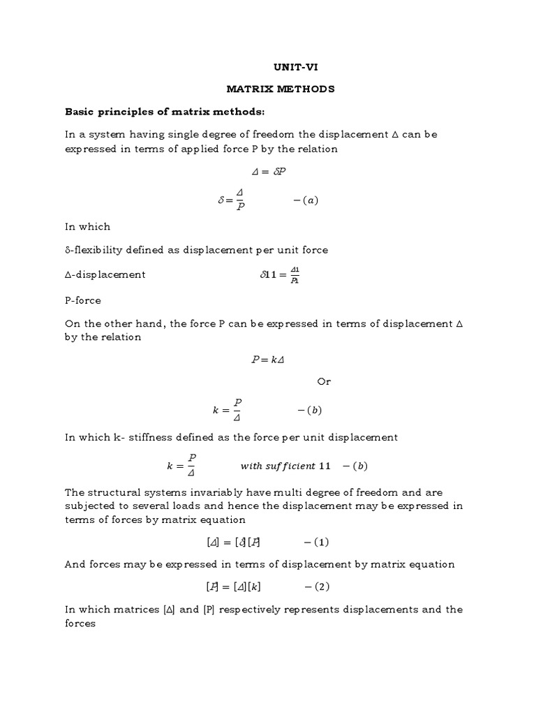 An In-Depth Look at Matrix Methods for Structural Analysis Including ...