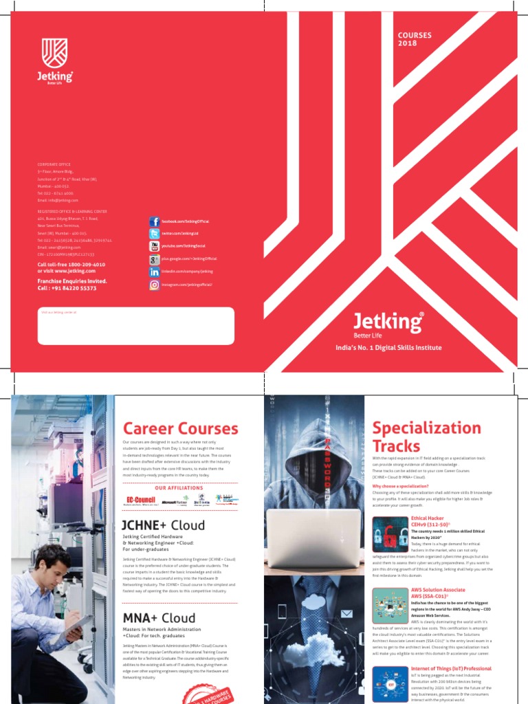 Jetking Courses Brochure 2018 PDF | PDF | Microsoft Exchange Server | Local Area Network