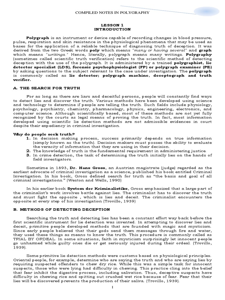 Polygraphy Notes | PDF | Polygraph | Autonomic Nervous System