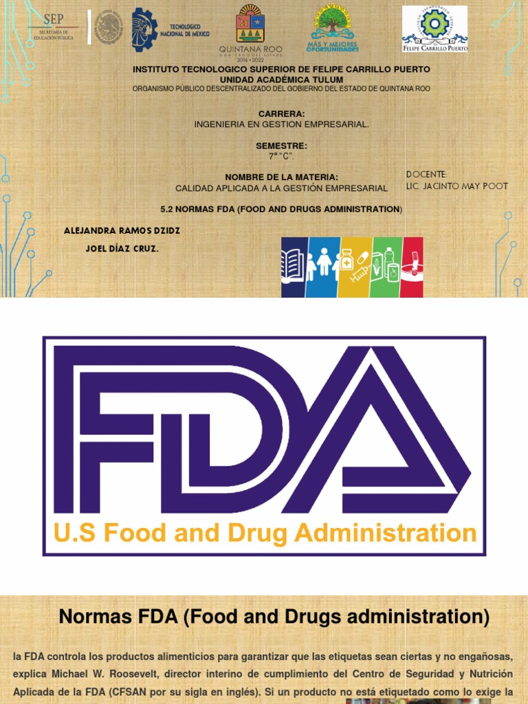 Normas FDA en Gestión Empresarial | PDF | Administración de Alimentos y ...