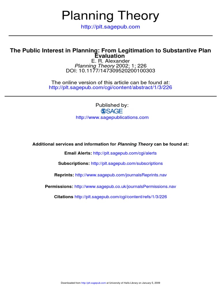 Planning Theory: Evaluation The Public Interest in Planning: From ...