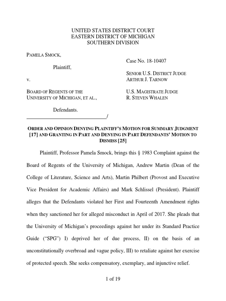 Federal Judge Says Punished Professor's Due Process Claims Against ...