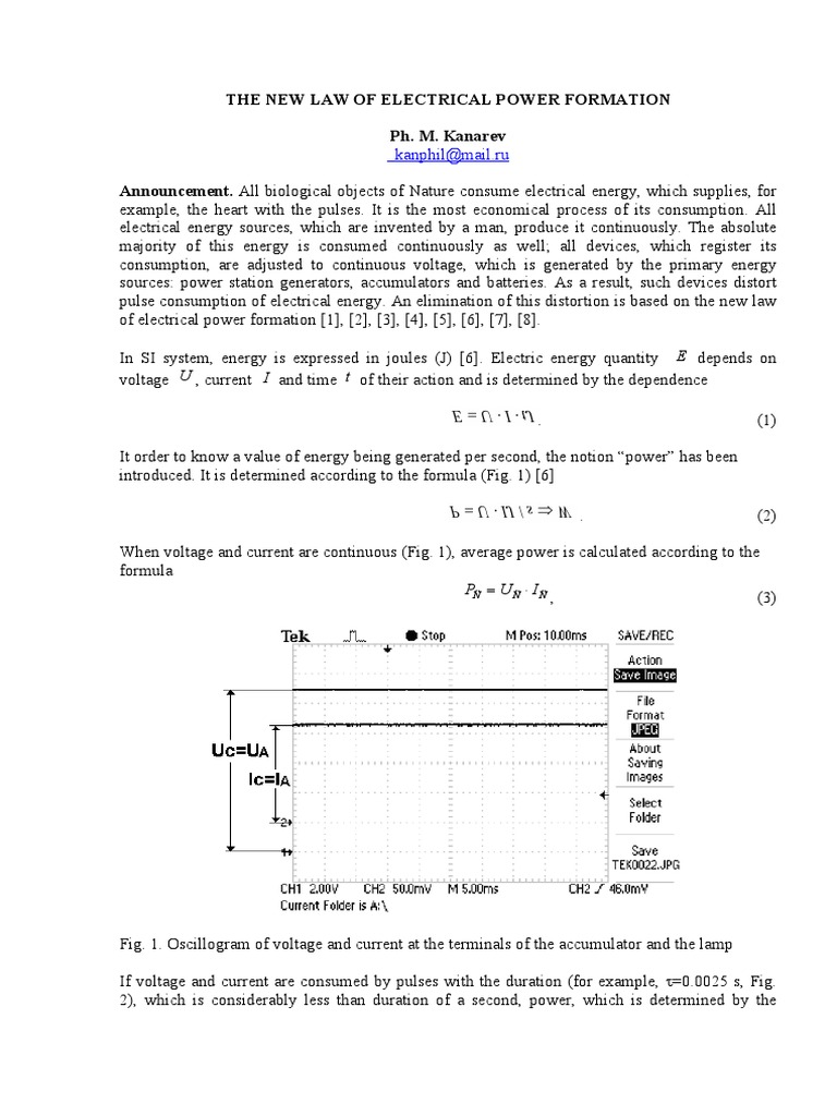The New Law of Electrical Power Formation | PDF | Acceleration | Force