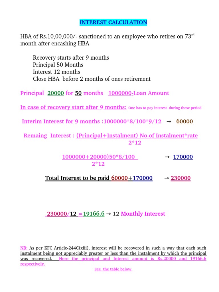 Hba Interest Calculation | PDF | Liability (Financial Accounting ...