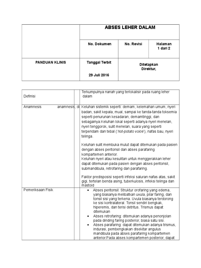 Panduan Diagnosa Abses Leher Dalam | PDF
