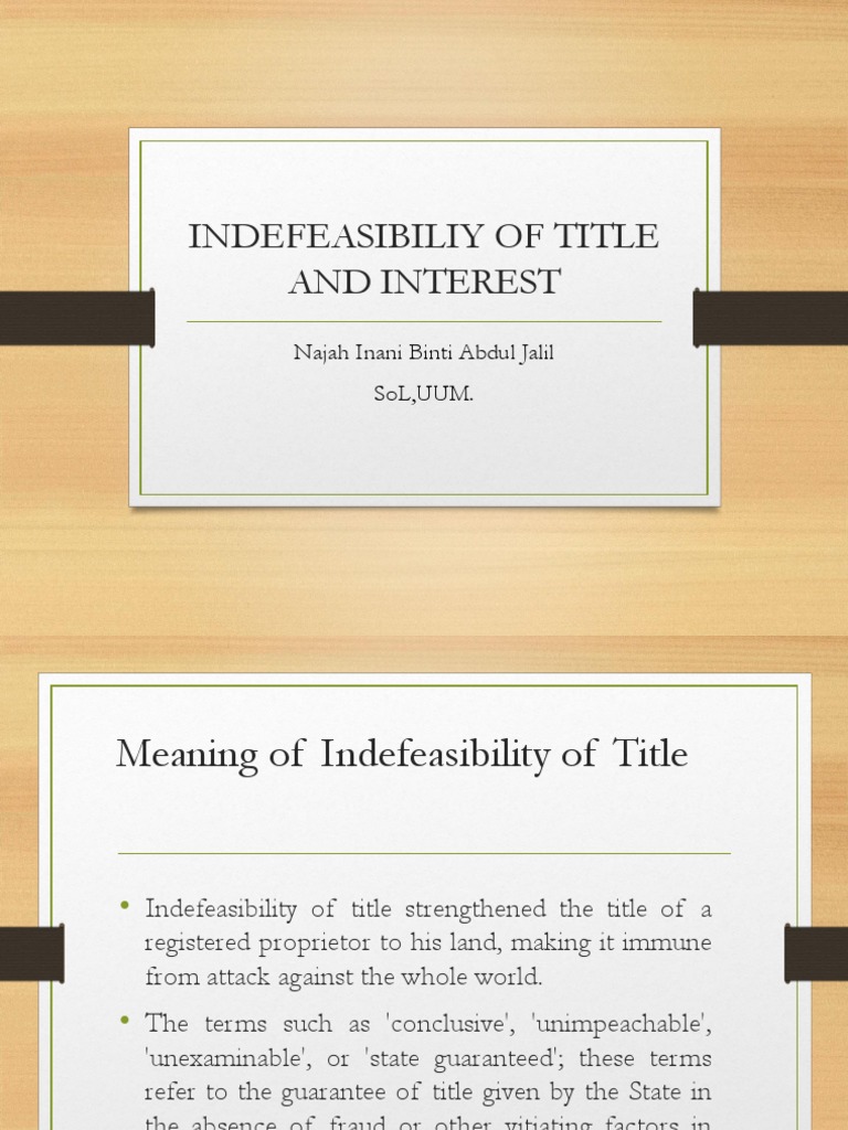 Indefeasibility of Title Interests | PDF | Fraud | Common Law