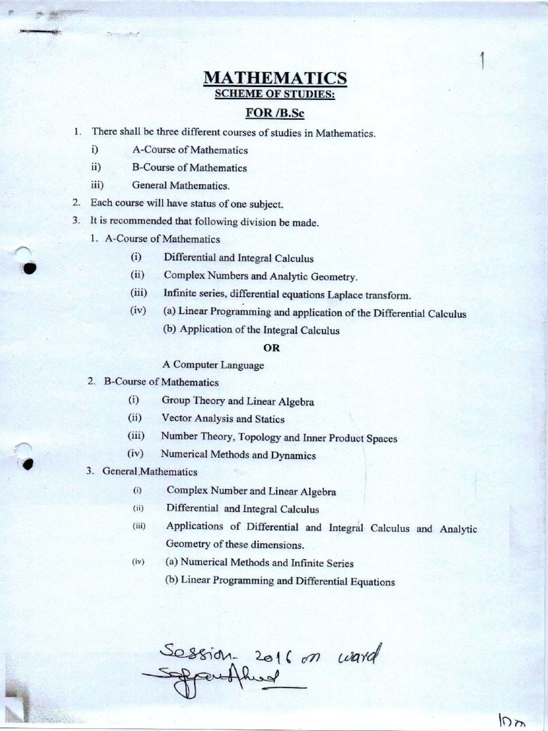 BSC (Math) Annual System Syllabus | PDF | Analytic Geometry | Equations
