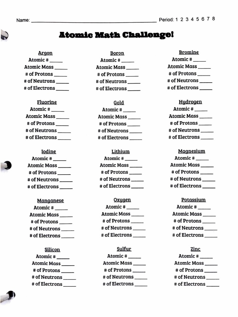 Atomic Math Challenge | PDF | Proton | Neutron
