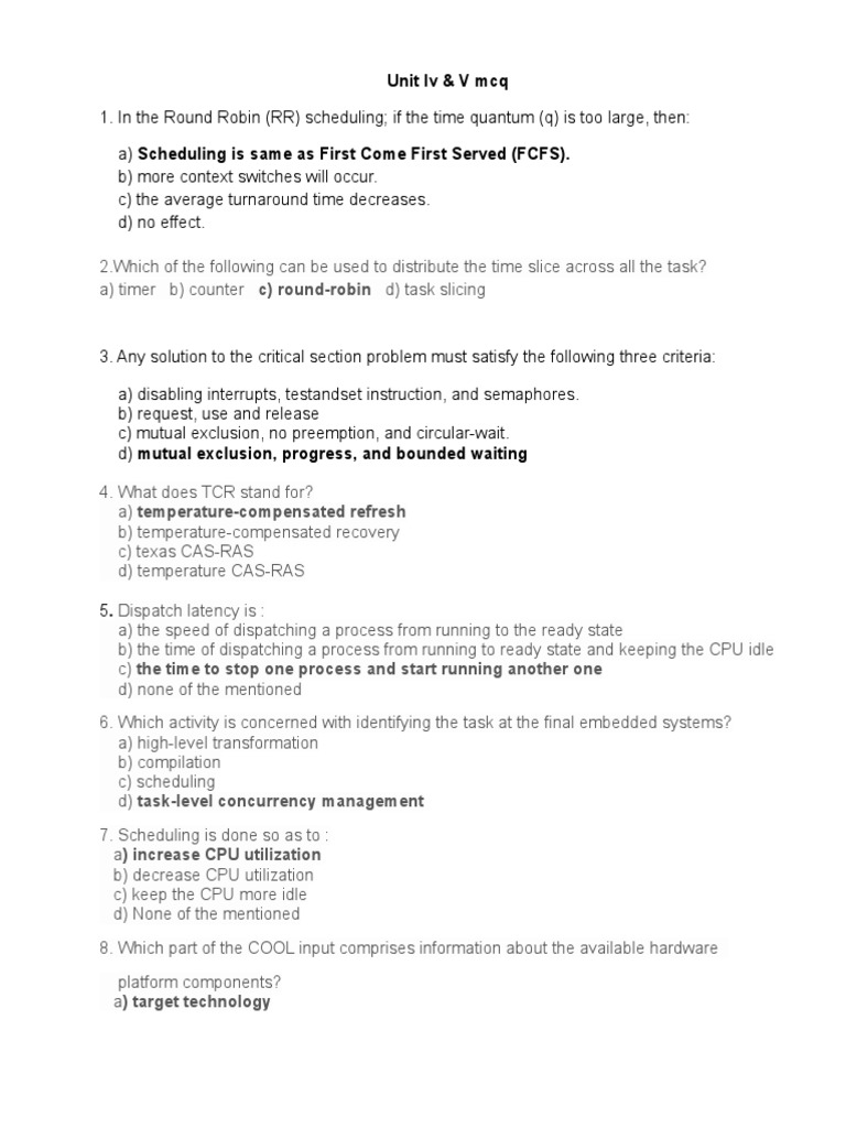 MCQ 4 & 5 | PDF | Scheduling (Computing) | Operating System