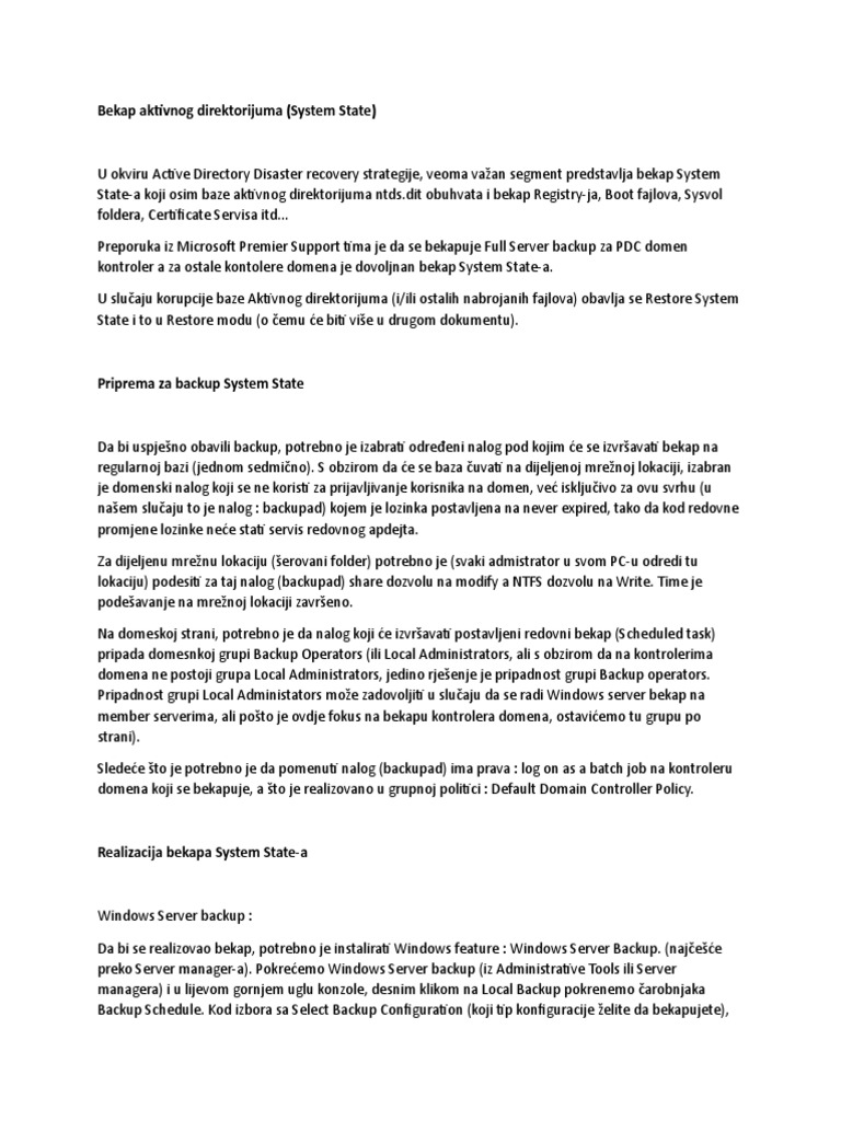 Bekap Aktivnog Direktorijuma 2012 | PDF