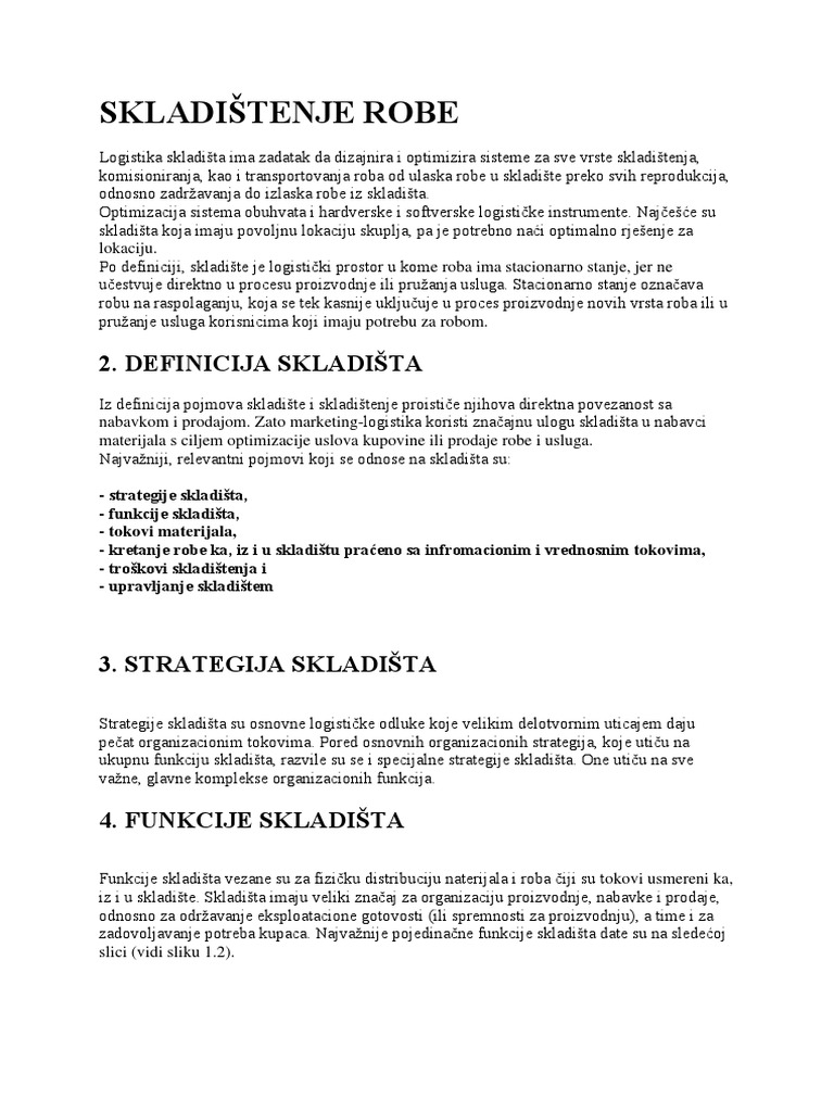 Metode Skladištenja Robe | PDF