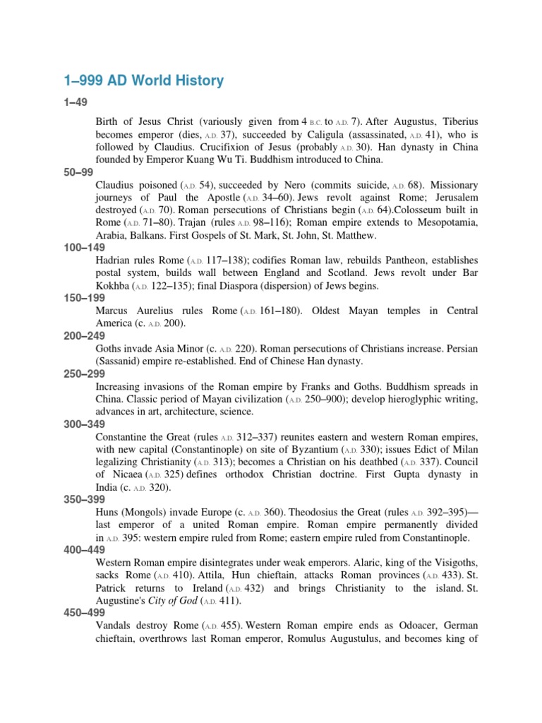 1 - 999 AD World History: B.C. A.D. A.D. A.D. A.D | PDF | Ancient Rome ...