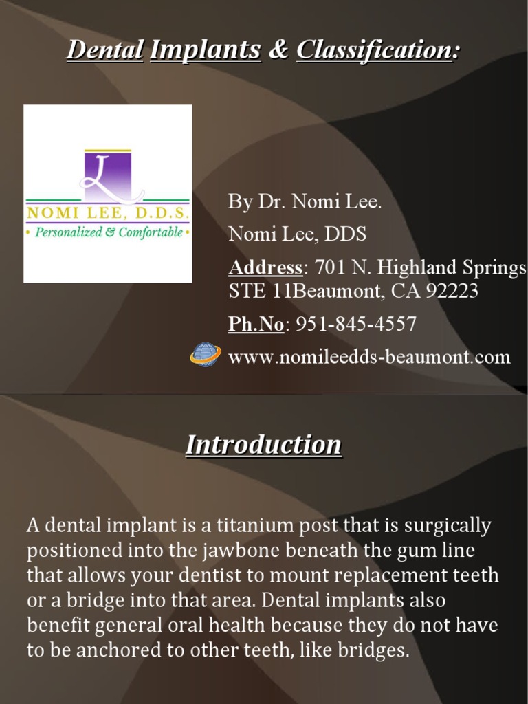 Dental Implant & Classification | PDF | Dental Implant | Dentistry