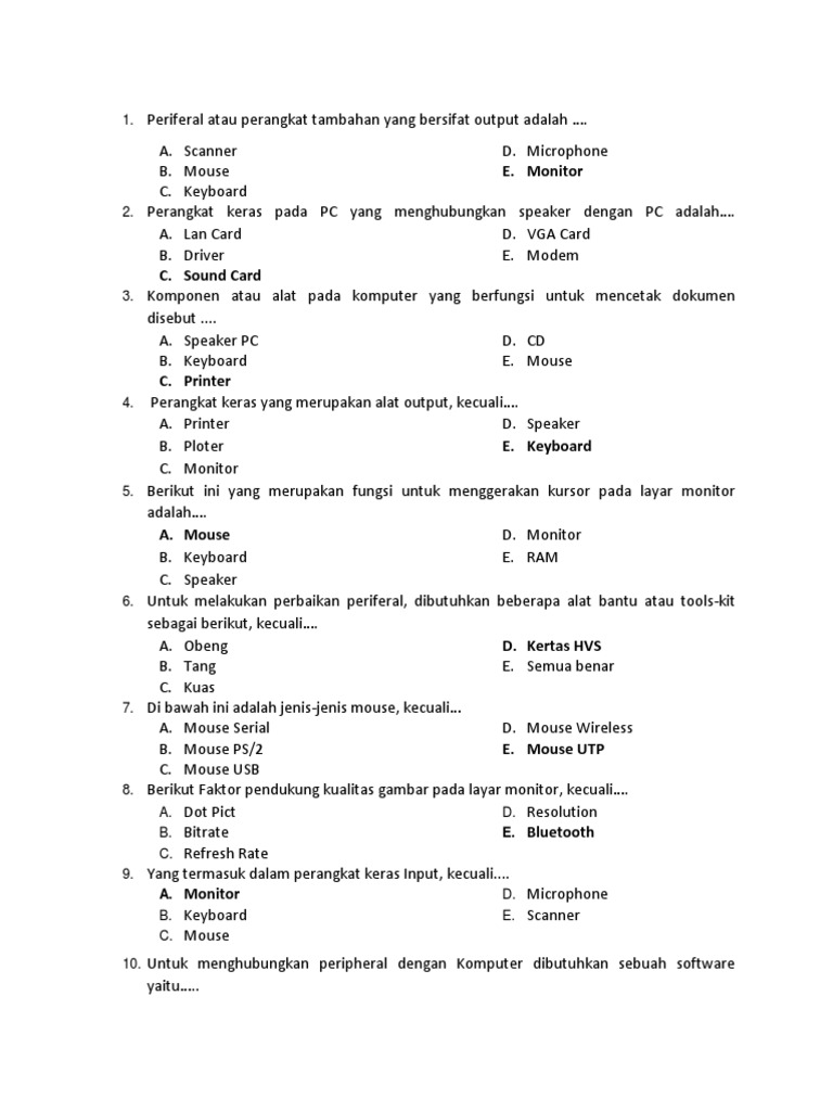 Soal Dan Kunci Jawaban UTS TKJ Kelas XI | PDF | Komputer