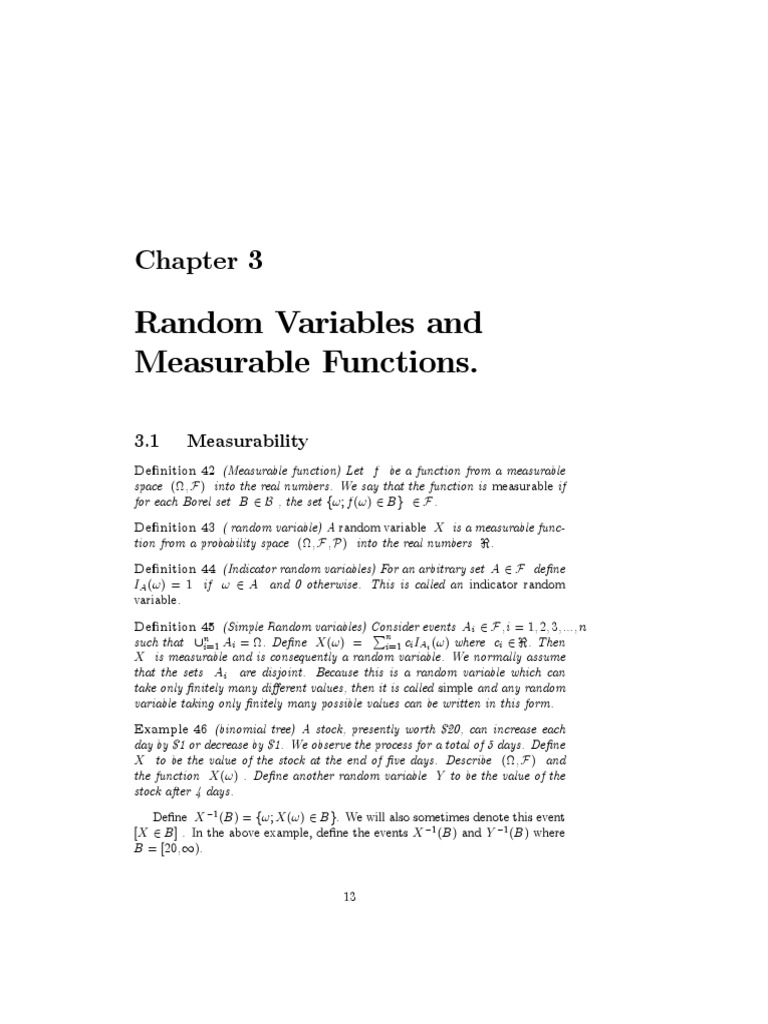Analysis of Measurability, Random Variables, and Cumulative Distribution Functions | PDF ...