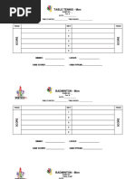 Blank Table Tennis Score Sheet | PDF