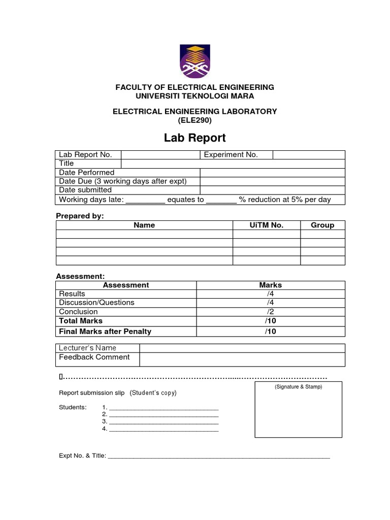 Lab Report Cover ELE290 | PDF | Career & Growth
