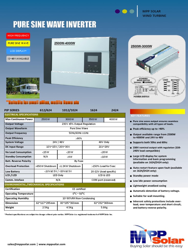 MPP SOLAR WIND TURBINE PURE SINE WAVE INVERTERS 2500W-4000W | PDF ...
