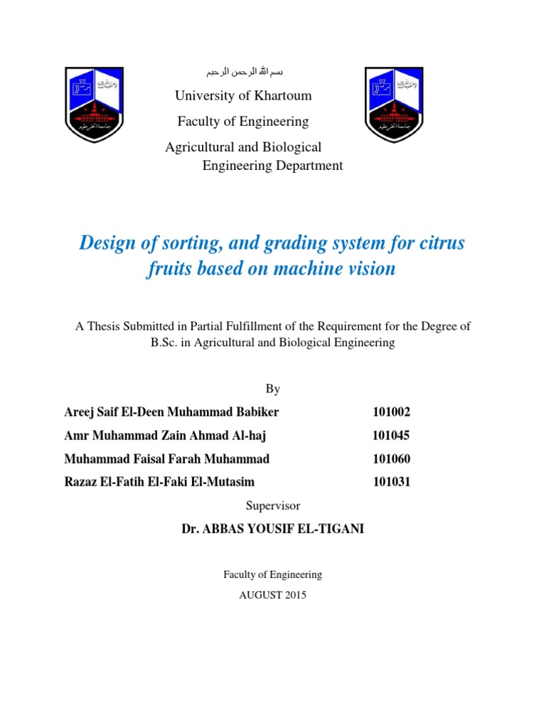 Design of A Sorting and Grading System Forcitrus Fruits Based On Machine Vision | PDF | Orange ...
