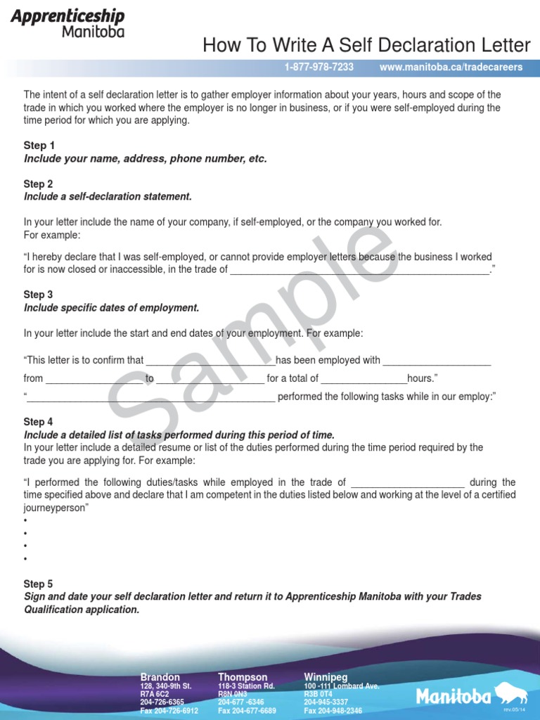 Sample Self Declaration Letter PDF | PDF | Business