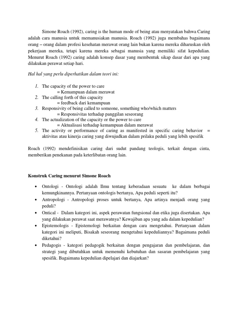 CARING MENURUT SIMONE ROACH | PDF