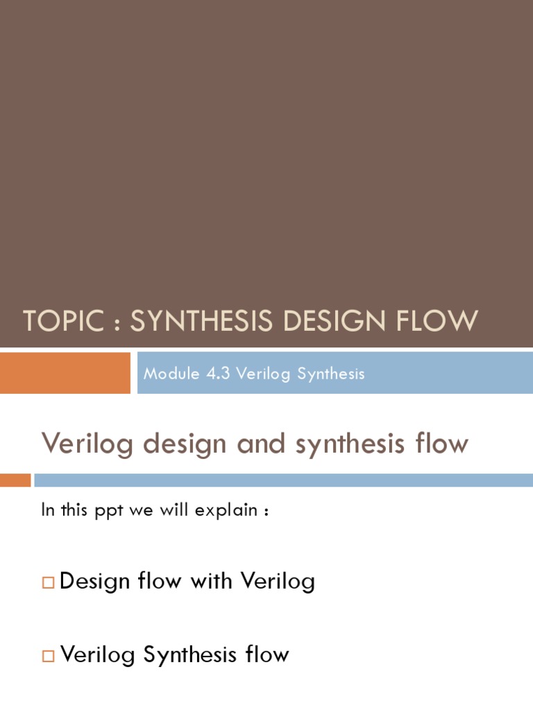 Topic: Synthesis Design Flow | PDF | Electronic Design Automation ...