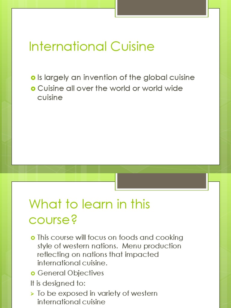 Explore Western International Cuisine | PDF