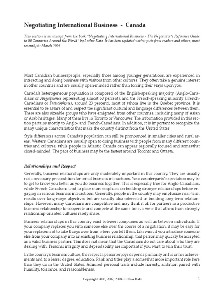 How To Negociate With Canada | PDF | Negotiation | Bargaining
