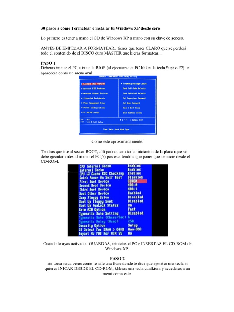 30 Pasos A Cómo Formatear e Instalar Tu Windows XP Desde Cero | PDF | Windows XP | Tecnología de ...