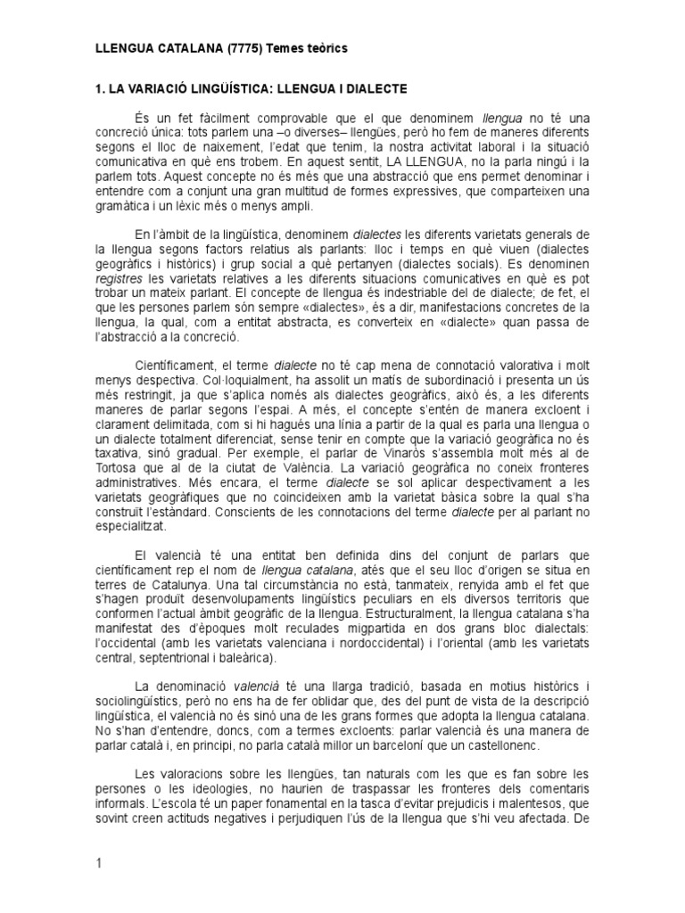 Llengua I Dialecte | PDF