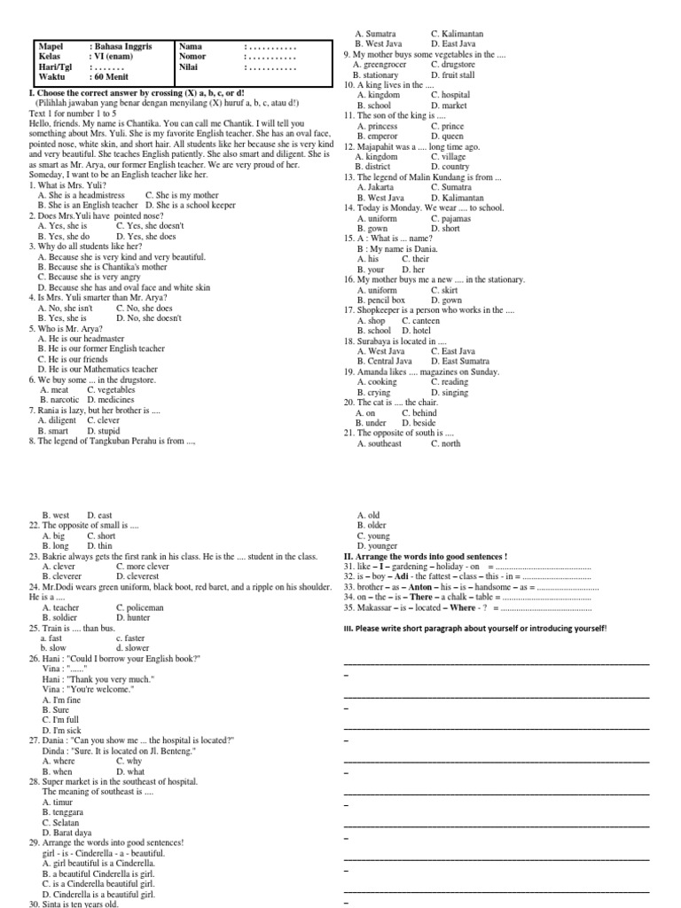 Soal Test Bahasa Inggris - 35 Soal | PDF