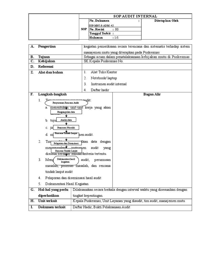 SOP Audit Internal Puskesmas | PDF | Bisnis